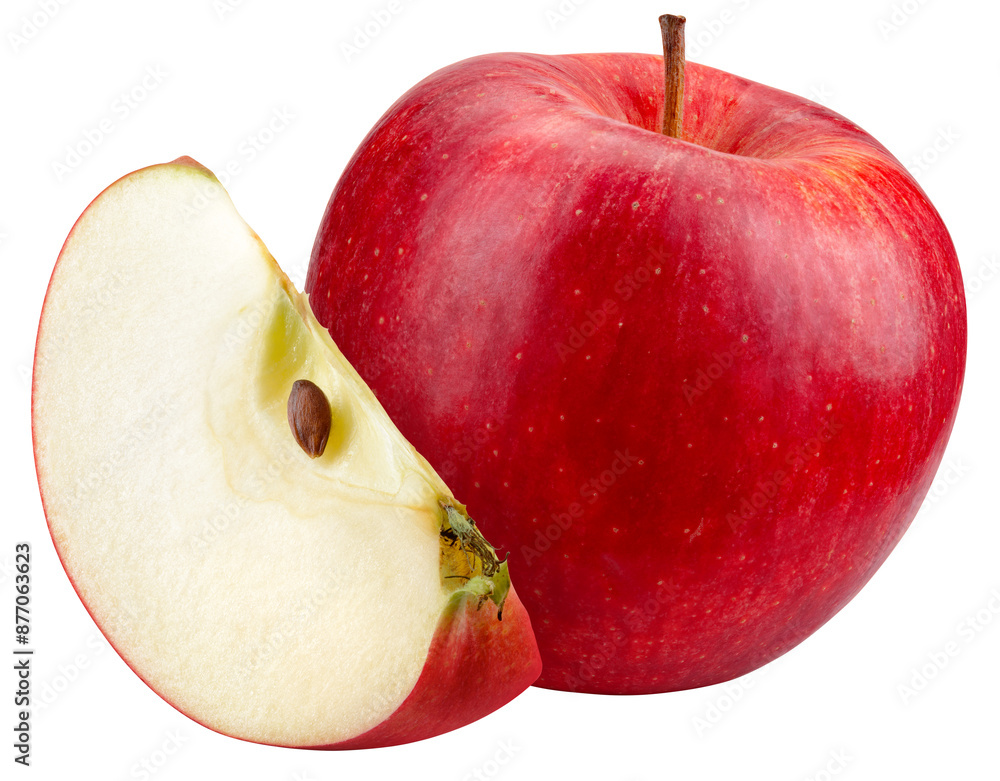 Apple isolated png. Red apple and a slice on transparent background ...