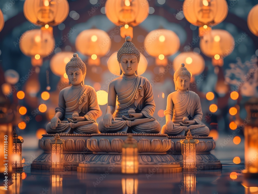 digital graphic with featuring Buddhist symbols, celebrating the birth ...