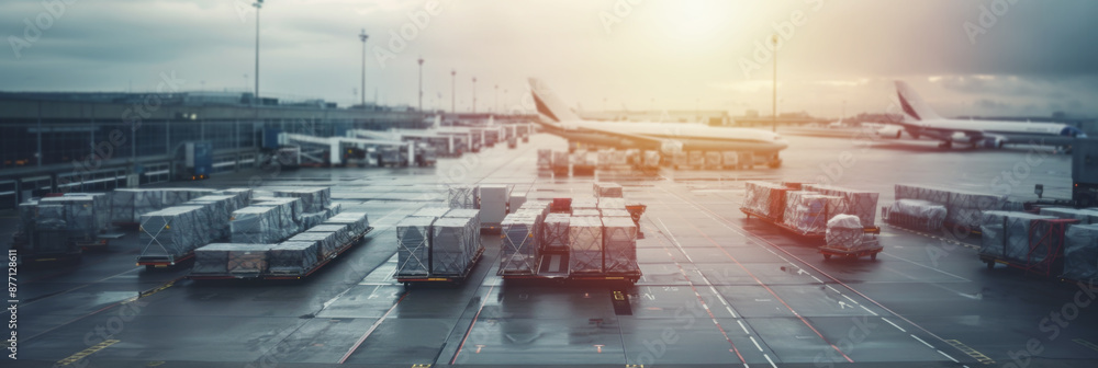 Air cargo logistic containers freighter, import-export goods of freight ...