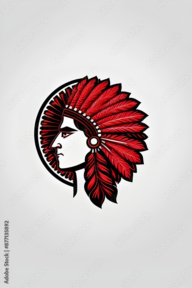 a vector image of an indian, native, aboriginal, head logo, Traditional ...
