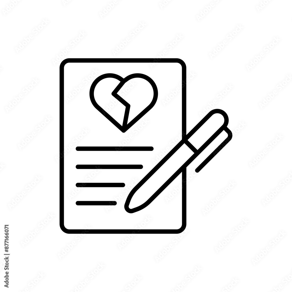 Divorce letter outline icons, minimalist vector illustration ,simple ...