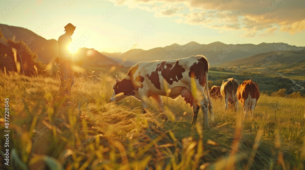 Agriculture and farming using cattle, milk, or beef. Sustainability ...