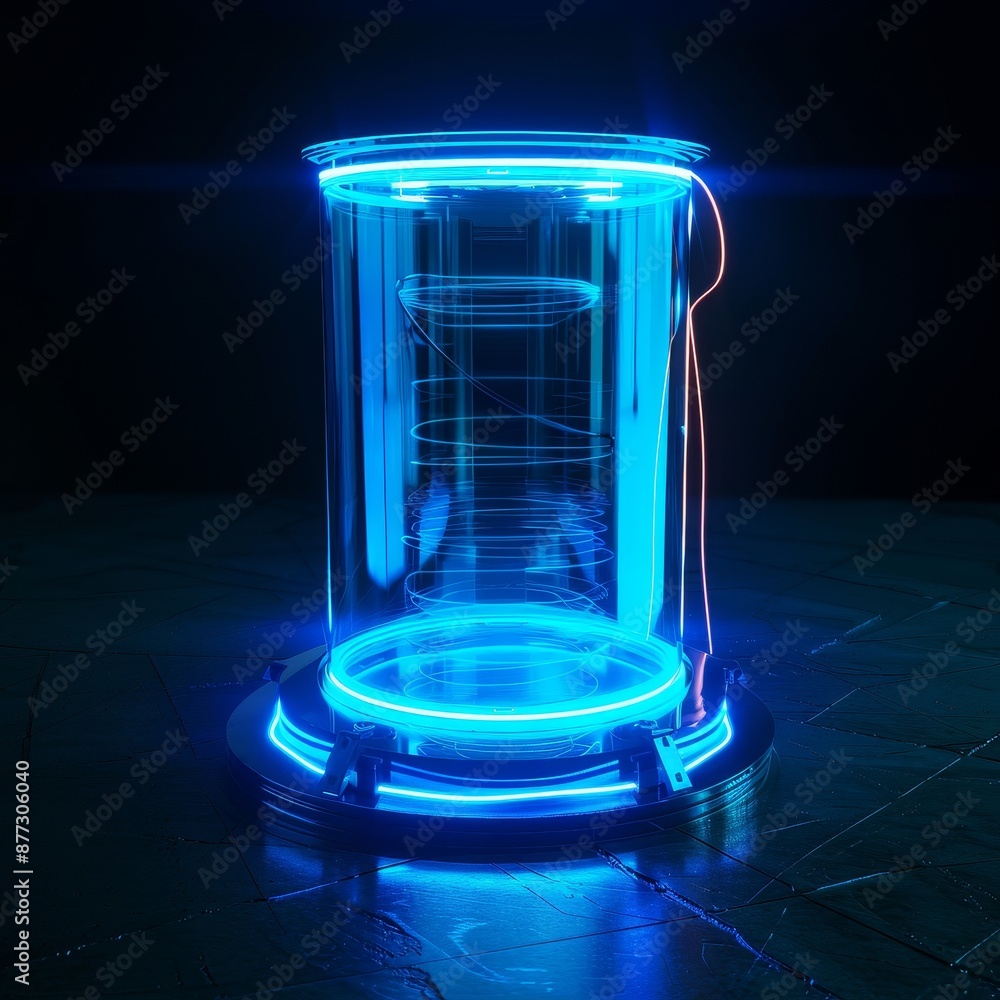 3D rendering of a sci fi themed laboratory glass tube. Concept for high ...