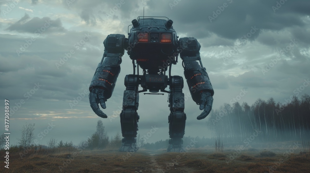 Stock-Illustration „Military giant battle machine. Humanoid robot in ...