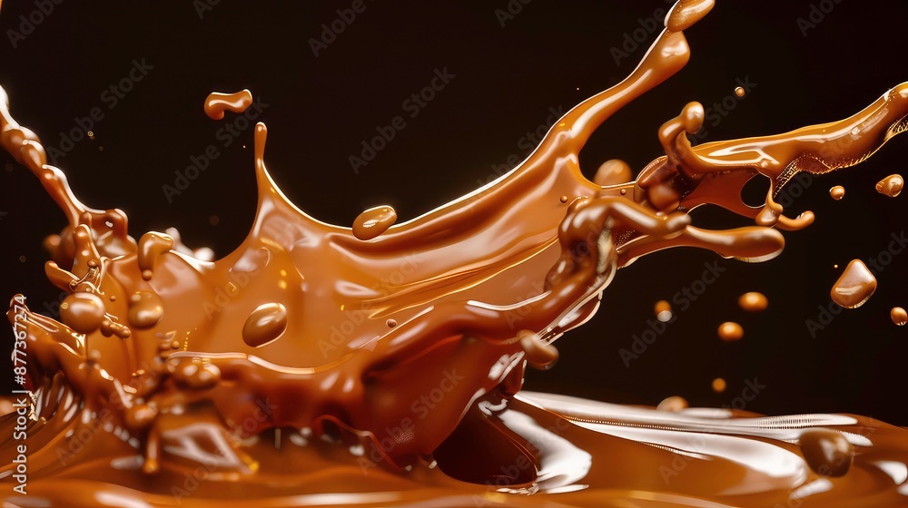 Caramel splash milk sauce chocolate liquid background cream explosion ...