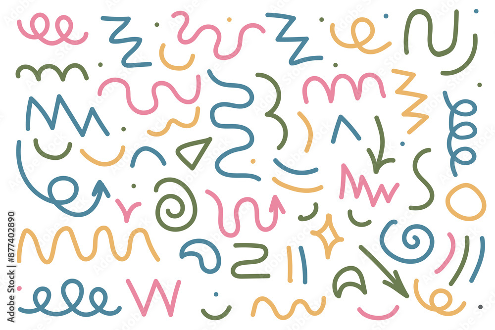 Marker lines, pencil stripes, highlighting elements, illustrations of ...