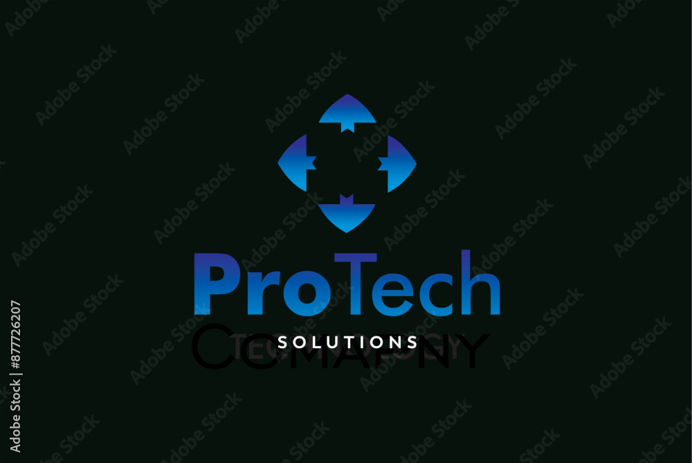 4 direction arrow technology pro tech solutions logo design business ...