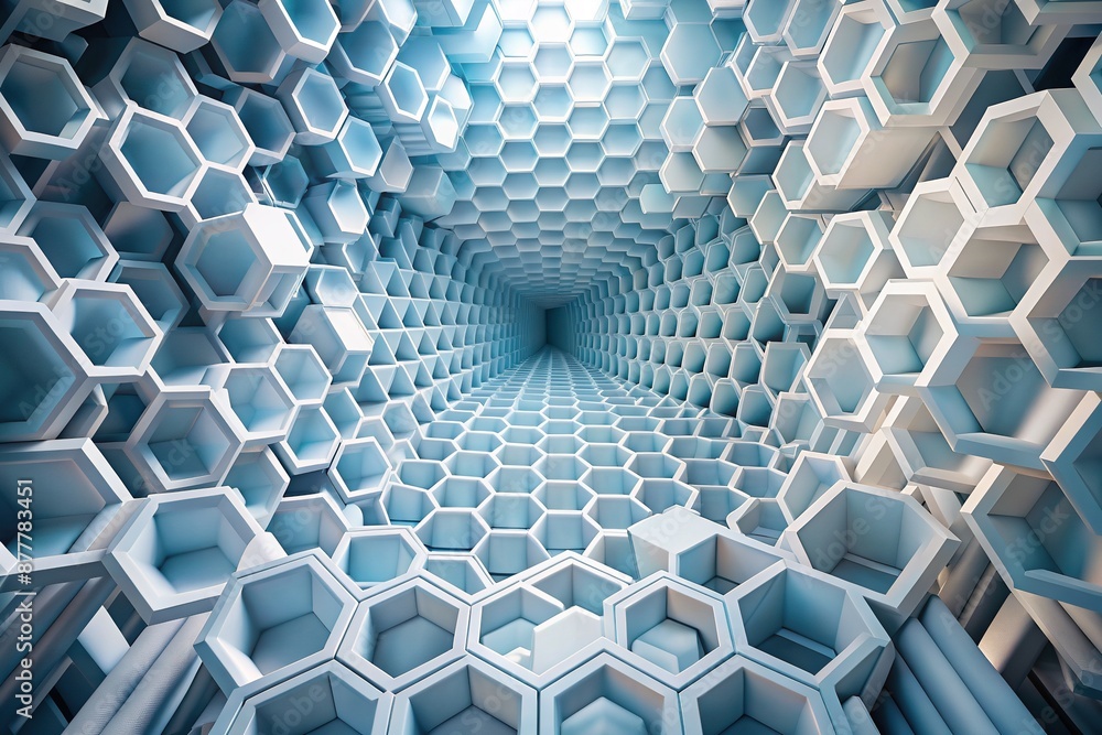 White hexagon pipes undulate and wave in a mesmerizing dance, creating ...