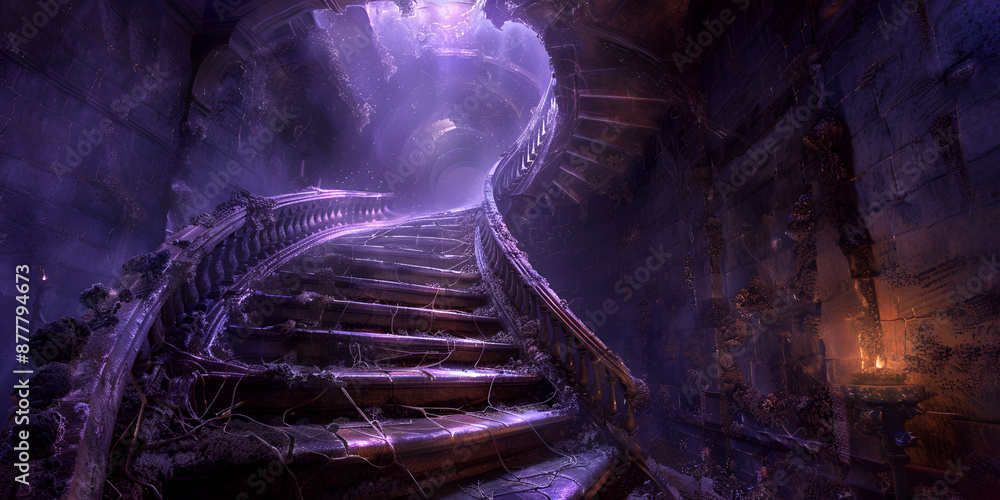 Enchanted Spiral Staircase Leading to a Mysterious Light Source in a ...