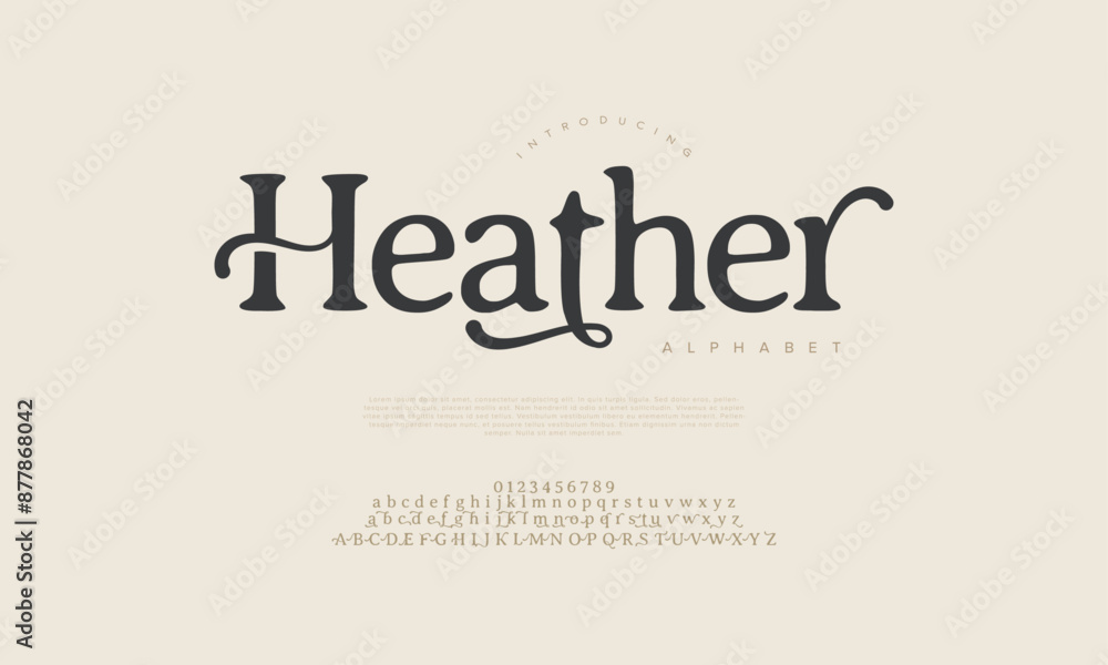 Heather premium luxury elegant alphabet letters and numbers. Vintage ...
