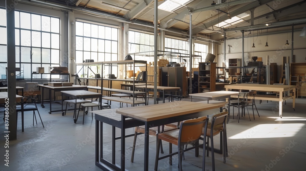 During the day, a warehouse filled with various types of contemporary ...