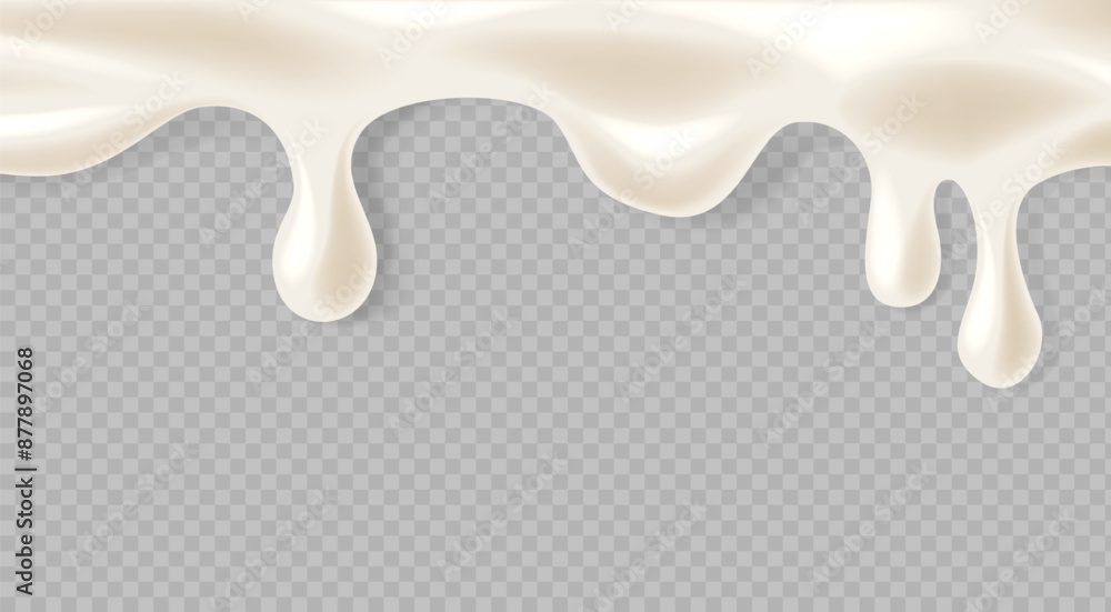 Realistic Flowing Creamy Border With Dripping Texture Isolated On ...