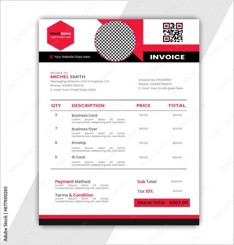 Vector de Stock Professional Invoice Design Template, Business Invoice ...