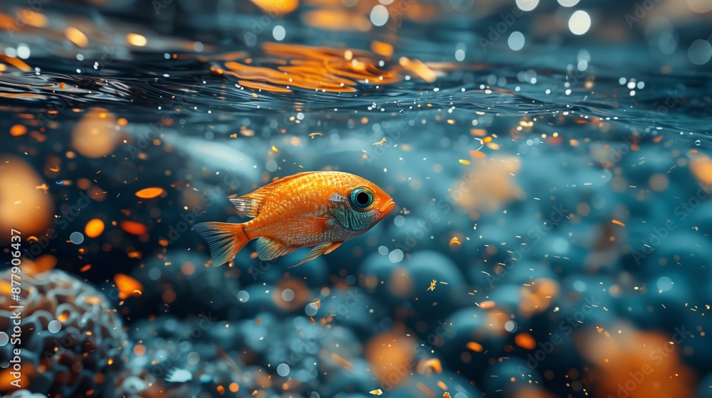 Ocean micro plastic pollution with microscopic particles floating in ...