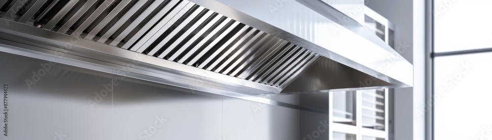 Modern stainless steel kitchen exhaust hood with sleek design ...