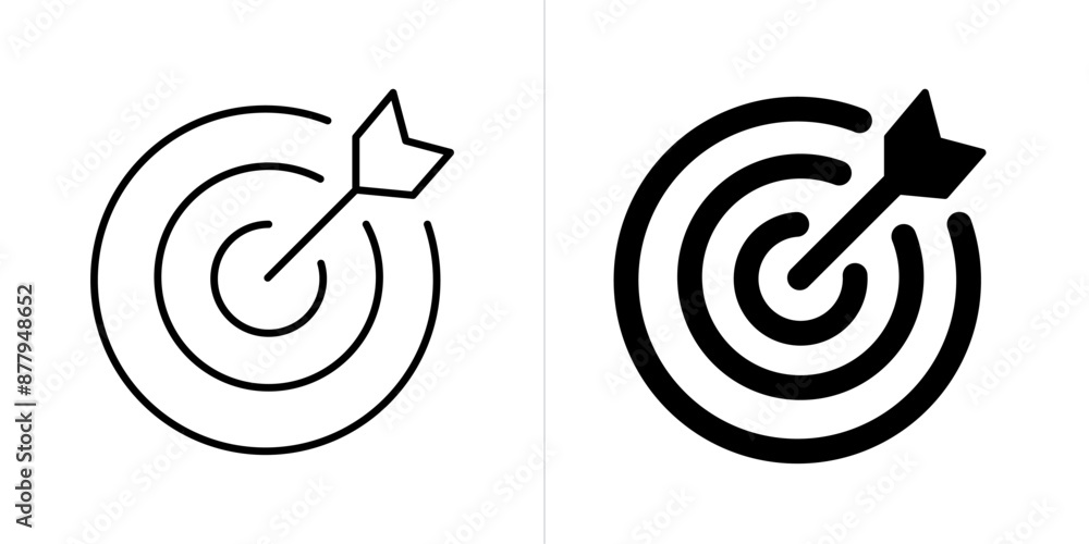 Target stroke and solid web icon set. Vector illustration Stock Vector ...