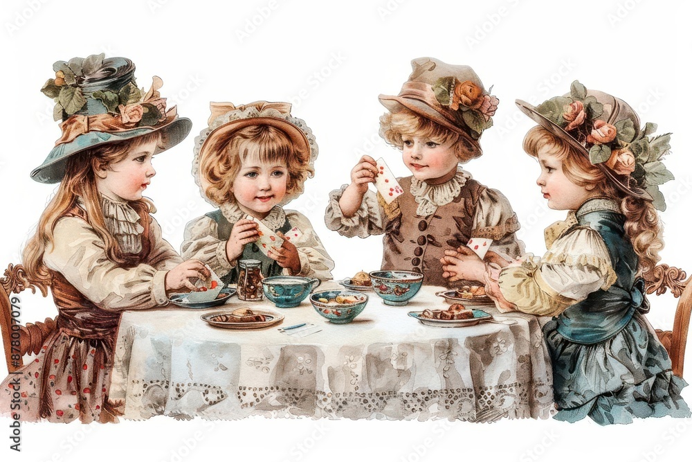 Victorian Parlor Games A playful scene of children engaged in ...