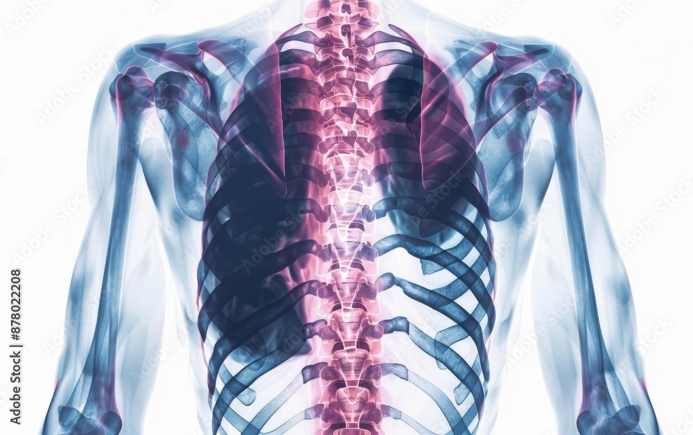 X-ray image of human thorax showing lungs and skeletal structure ...