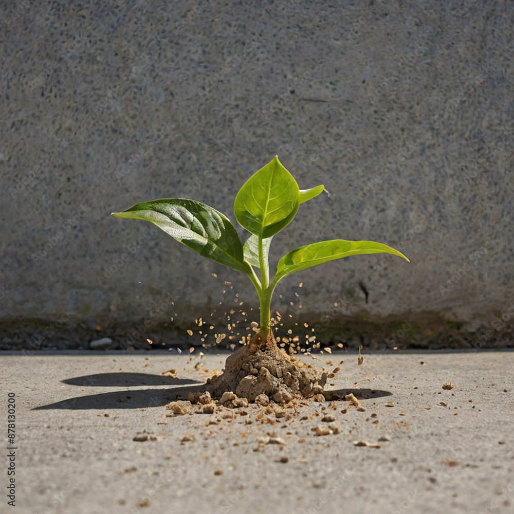 Plant breaking through concrete, resilience in business growth. Plant ...
