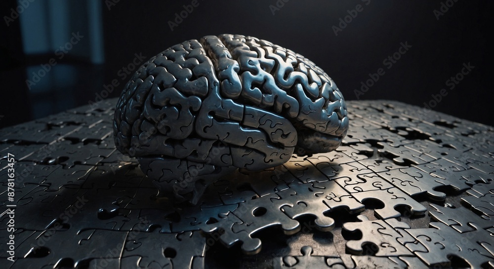 Broken puzzle pieces symbolize difficulties with logical thinking and ...
