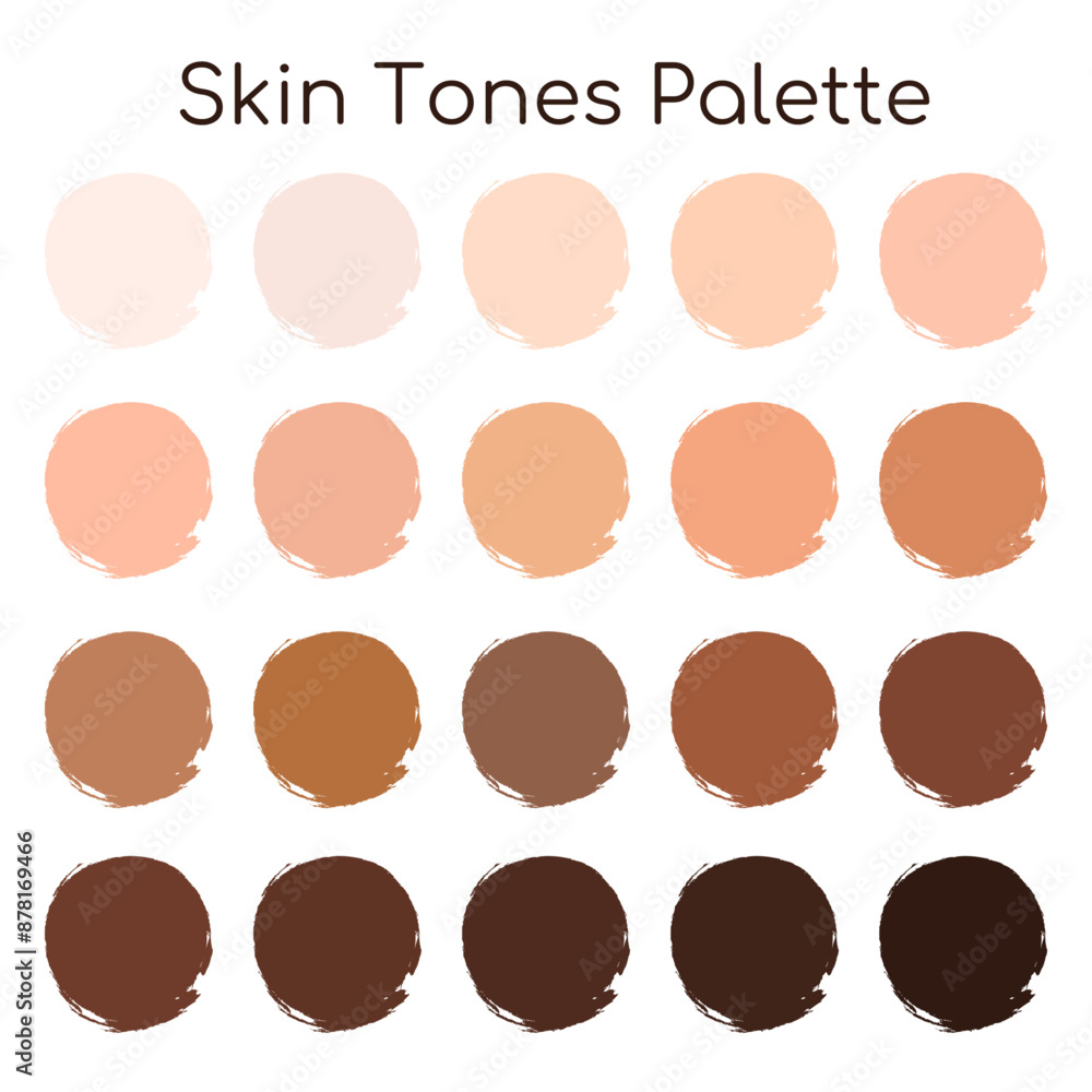 Human skin tone color palette set isolated on white background. Vector ...