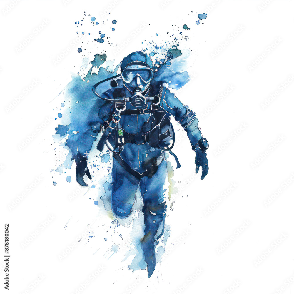 Diver watercolor illustration isolated on transparent. png file for art ...
