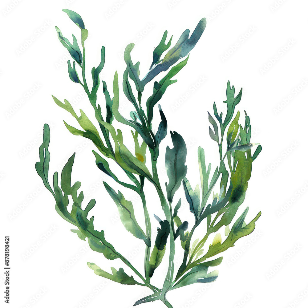 Seaweed watercolor illustration isolated on transparent. Sea png file ...