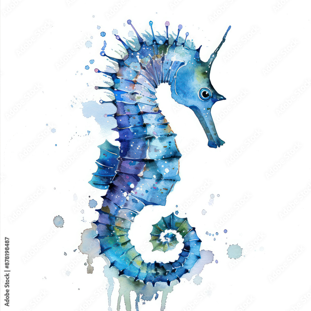 Seahorse watercolor illustration isolated on transparent. Sea png file ...