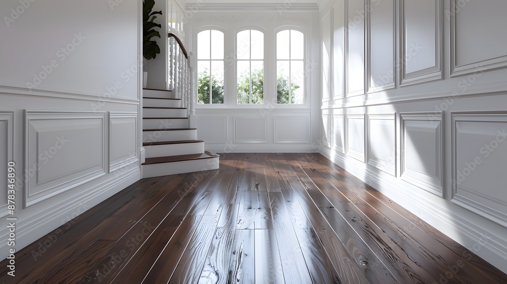 Spacious interior showcasing bright white walls with elegant white ...