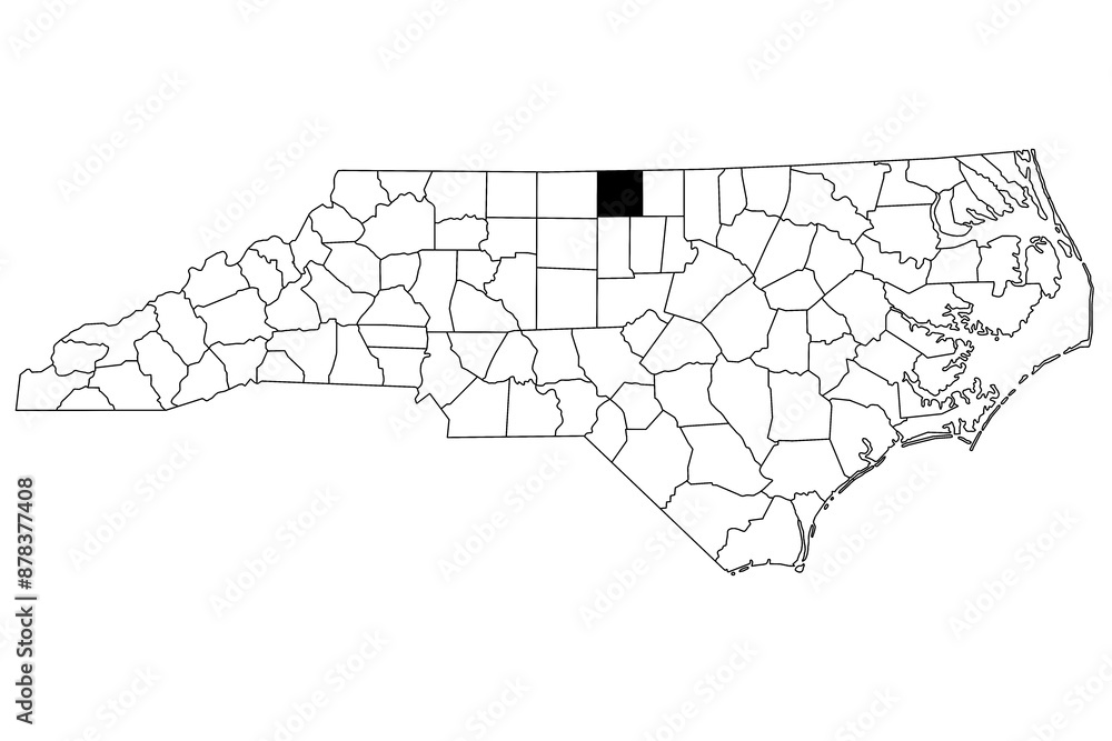 Map of caswell County in North Carolina state on white background ...
