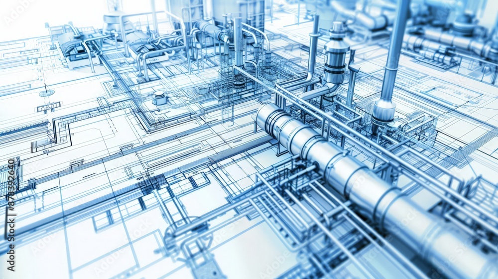 Blueprints for industrial facilities include equipment layouts, utility ...