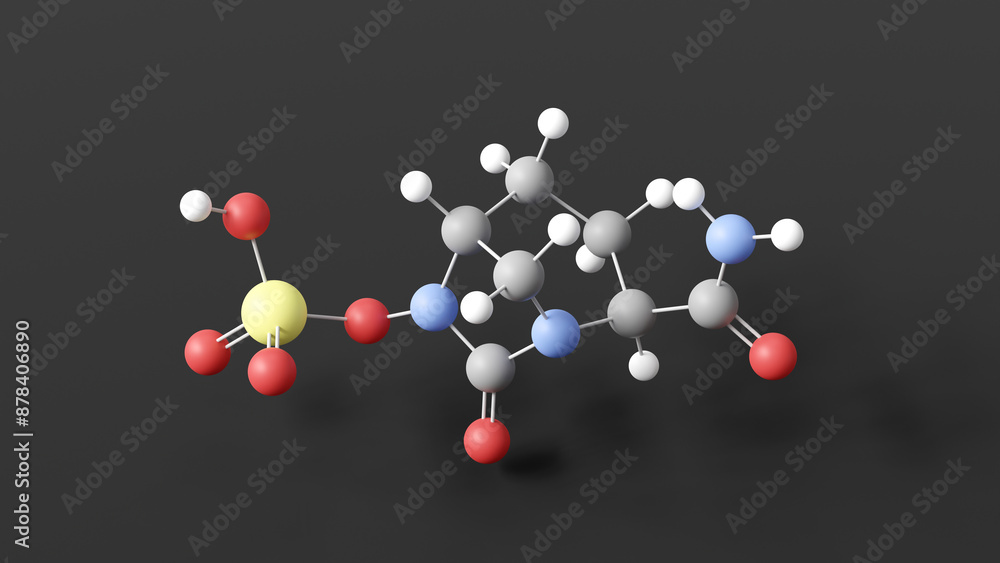 avibactam molecule 3d, molecular structure, ball and stick model ...