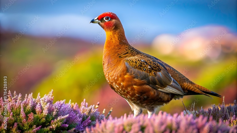 Red Grouse (Lagopus lagopus) on a grouse moor in the highlands of ...