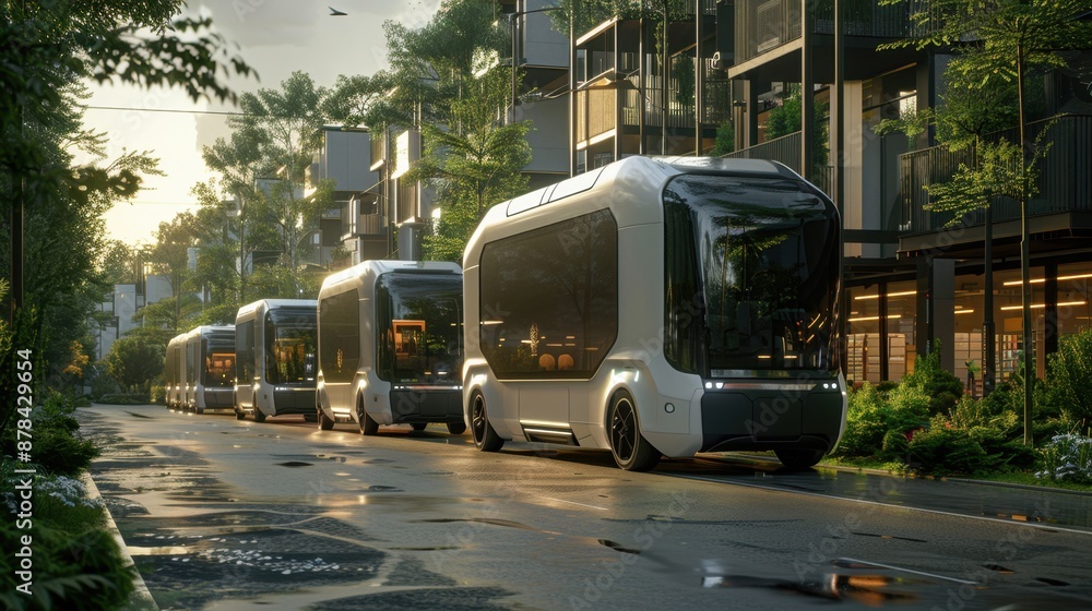 Future logistics hybrid delivery fleets, showcasing eco-friendly ...