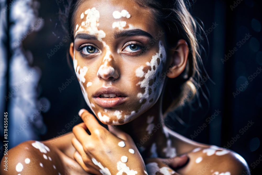 Leukoderma. Vitiligo. Violation of skin pigmentation. Large white spots ...