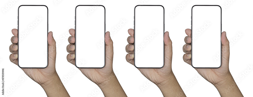 Smartphone similar to iphone 15 with blank white screen for Infographic ...