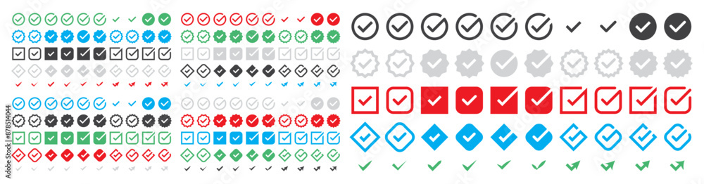 checkmark vector, checkmark icon set, approved symbol, checked checkbox ...