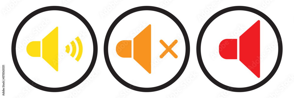 speaker, sound, volume icon set , low and hight level volume speaker ...