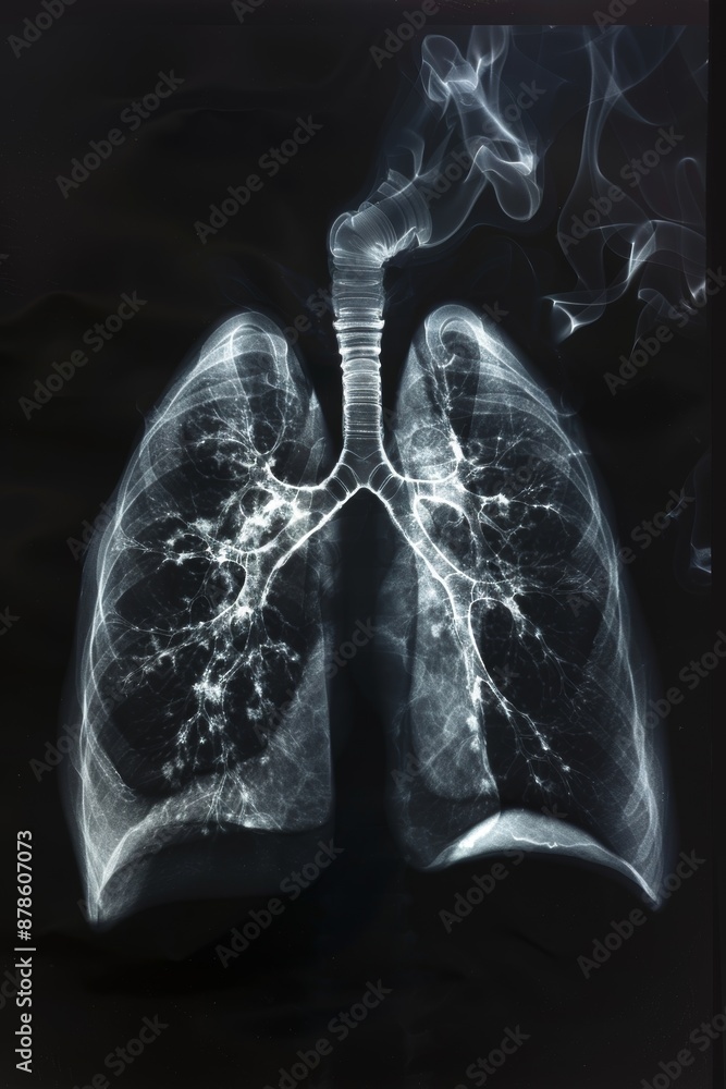 X-Ray of Smoker's Lungs Showing COPD Effects for Smoking Awareness and ...