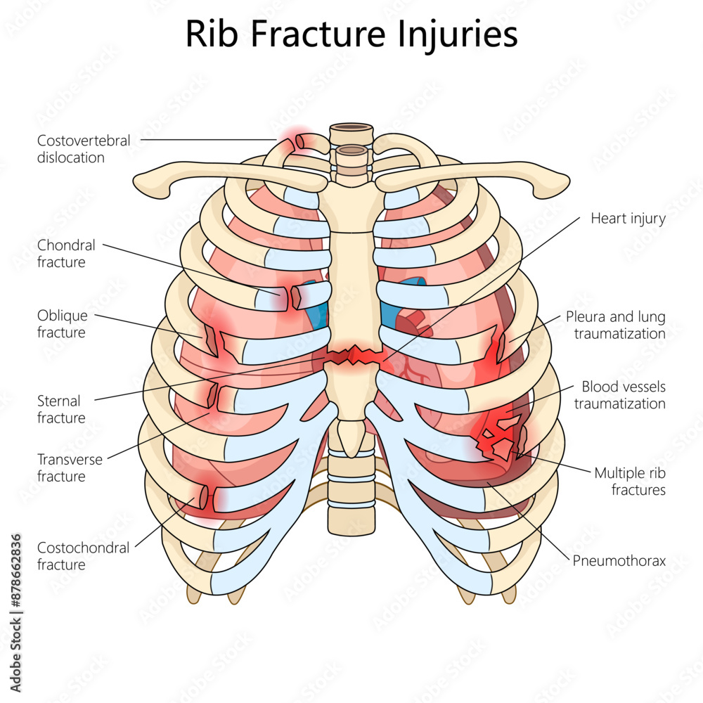 Stock-Vektorgrafik „different types of rib fractures and associated ... Stock-Vektorgrafik „different types of rib fractures and associated ...