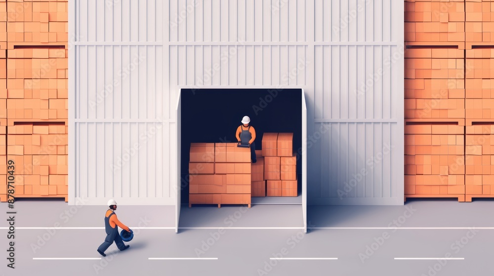 A team loading commodities into a storage unit for delivery and ...