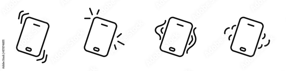 Vibrating phone icon set. Phone call vector. Smartphone on vibration ...