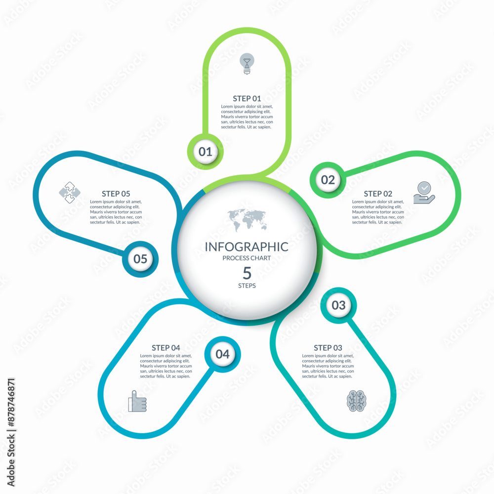 Infographic round chart with 5 steps, parts, options. Vector circle ...