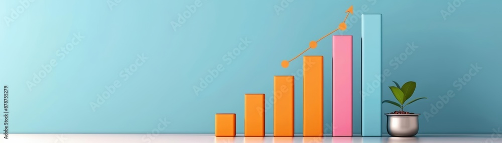 Photorealistic Bar Chart Showing Annual Business Performance With Vivid Colors In A Professional
