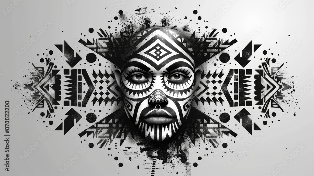 Linear maori geometric pattern tattoo design texture Stock Illustration ...