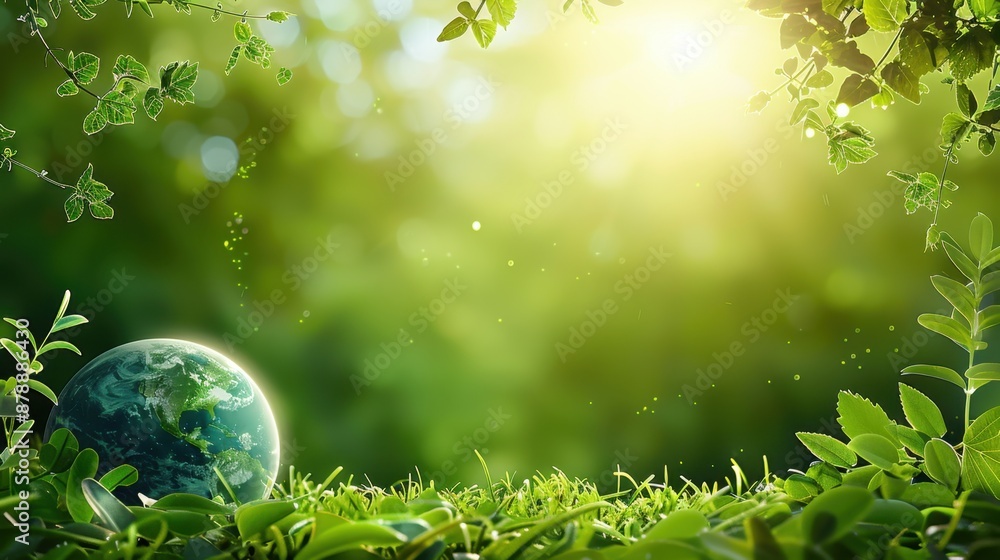 Green sanctuary: Earth, embraced by foliage, surrounded by vibrant ...