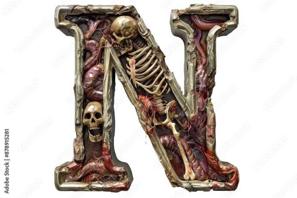 A detailed illustration of the human skeleton composed of individual ...