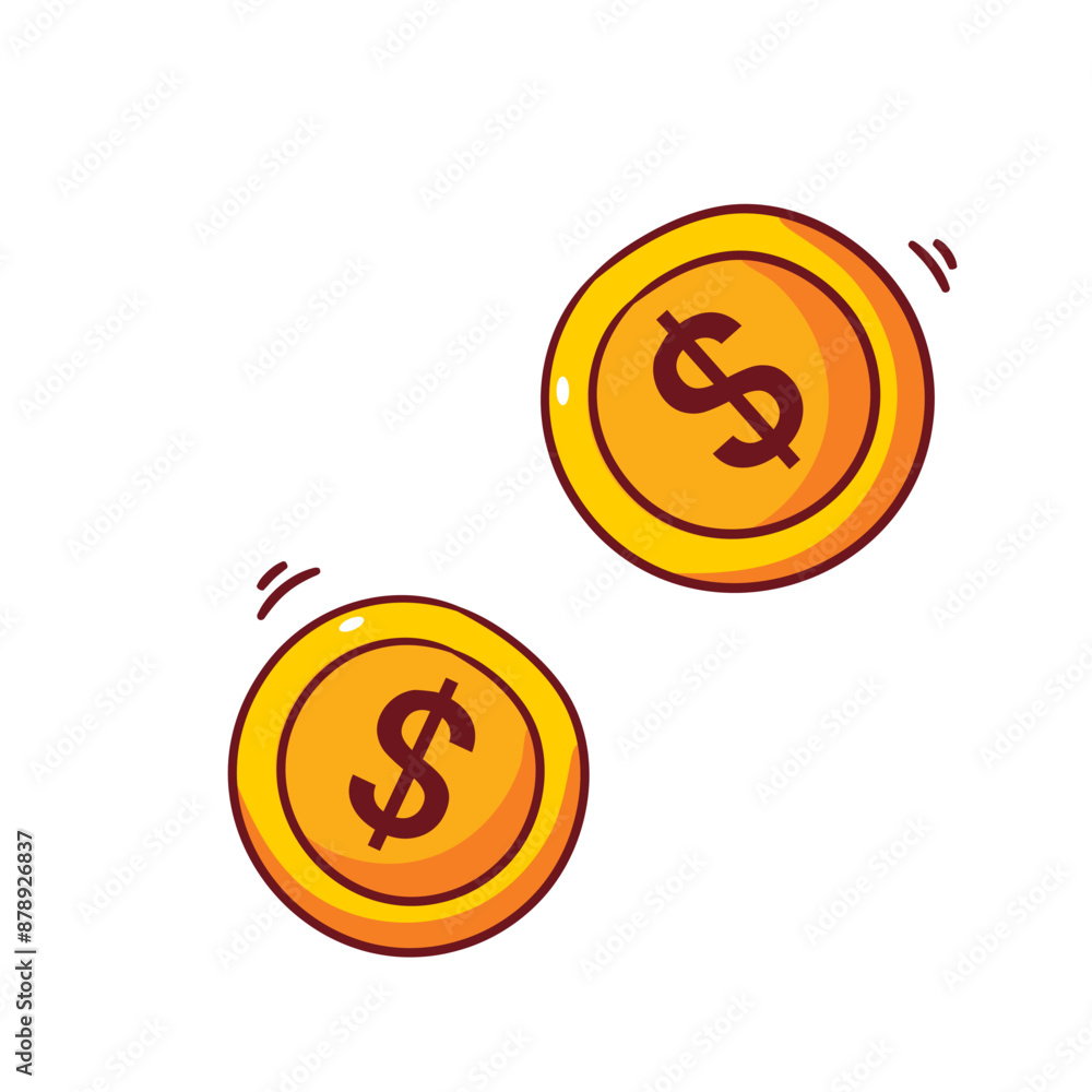 Gold Coin Money Floating Cartoon Vector. Saving And Investment ...