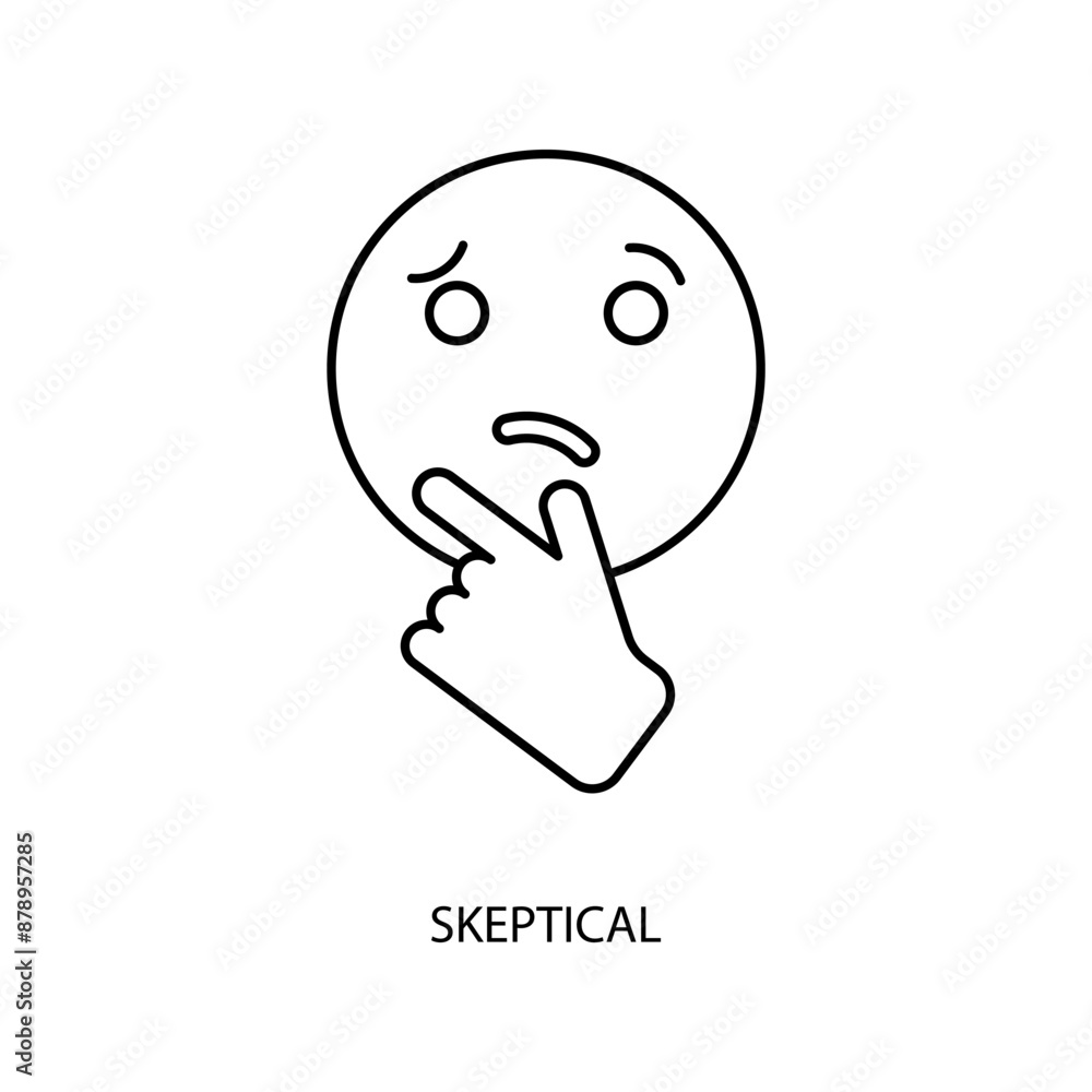 skeptical concept line icon. Simple element illustration. skeptical ...