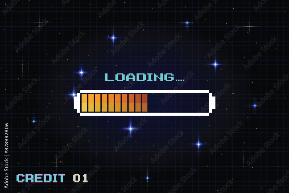 LOADING bar .pixel art .8 bit. retro game. for game assets in vector ...